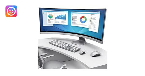 create an emoji for ux ui design show large curved monitor displaying