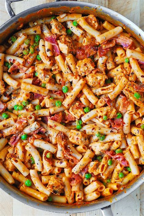 Spicy Chicken Pasta With Bacon And Peas Julias Album
