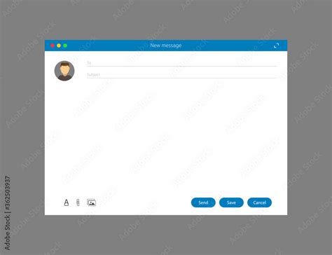 Mail Window Template For New Message With Subject And User Avatar