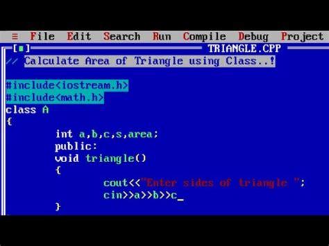 C Program To Find Area Of Triangle Using Class And Object Calculate