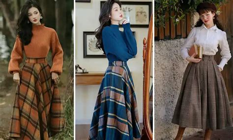 مدل دامن پاییزی شیک و دخترانه با پارچه ساده و چهارخونه