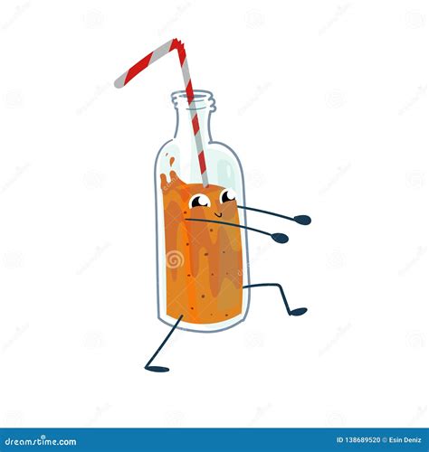 Funny Cute Orange Juice Illustration Cartoon Isolated Stock