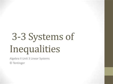 System Of Linear Inequalities In Two Variables Pptx
