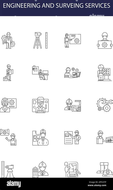 Engineering And Surveing Services Line Vector Icons And Signs Icons