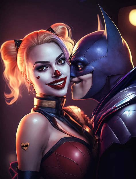 Download Harley Quinn And Batman Face To Face Wallpaper