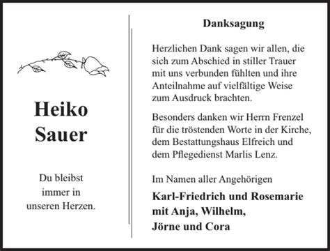 Traueranzeigen Von Heiko Sauer Trauer Nordkurier