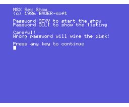MSX Sex Show 1986 MSX BAUER Soft Generation MSX