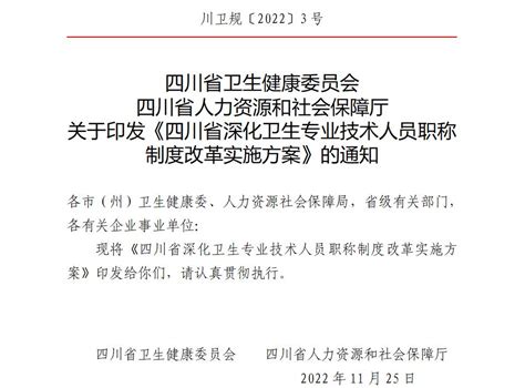 四川省深化卫生专业技术人员职称制度改革实施方案