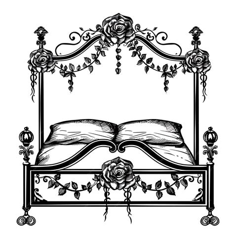 Premium Photo Frame Of Victorian Style Bed Frame Folk Art With Rose