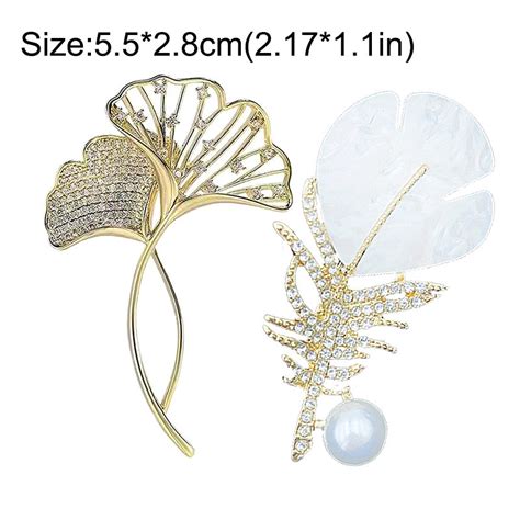 Badu Bg Нови листа от пера Перлени кристали Брошки за жени Сребърни цветни игли Модно палто