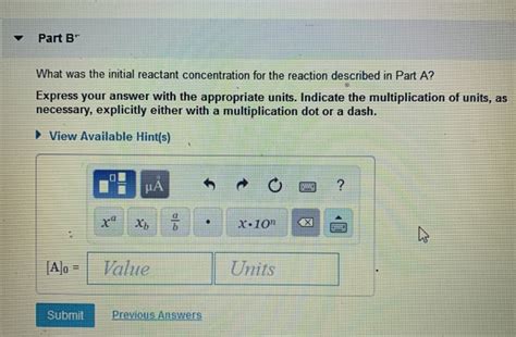 solved part b what was the initial reactant concentration