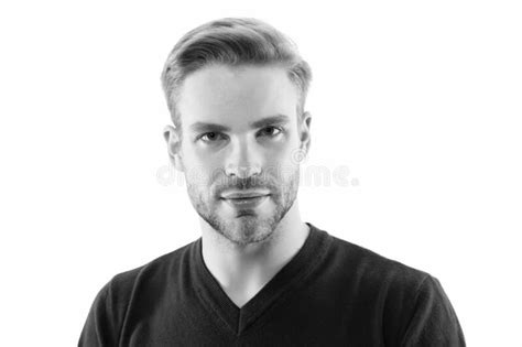 Facial Care Charismatic Guy Handsome Unshaven Man Isolated On White