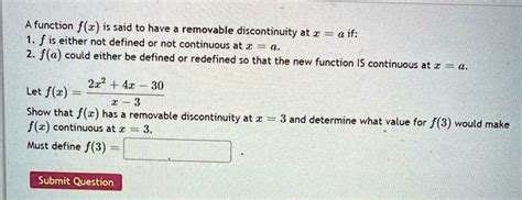 Function Fr Is Said To Have Removable Discontinuity At F Is Either Not