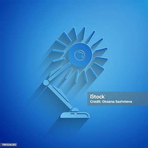 종이 잘라 테이블 램프 아이콘 파란색 배경에 격리 테이블 사무실 램프입니다 종이 아트 스타일입니다 벡터 일러스트레이션 0명에 대한 스톡 벡터 아트 및 기타 이미지 Istock