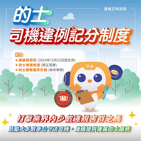 運輸及物流局 【《的士司機違例記分制度》】 出行寶提提大家，《的士司機違例記分條例》昨日9月22日已經生效。