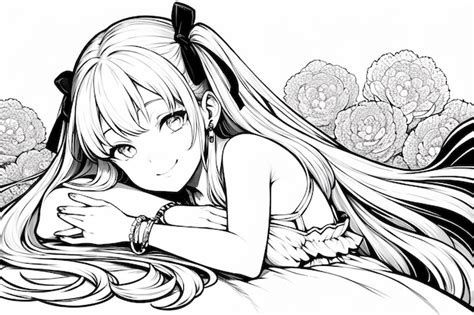 Premium Ai Image A Girl Laying On Her Stomach With A Drawing Of A