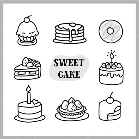 Premium Vector Vector Set Of Sweet Desserts Collection In Hand Drawn