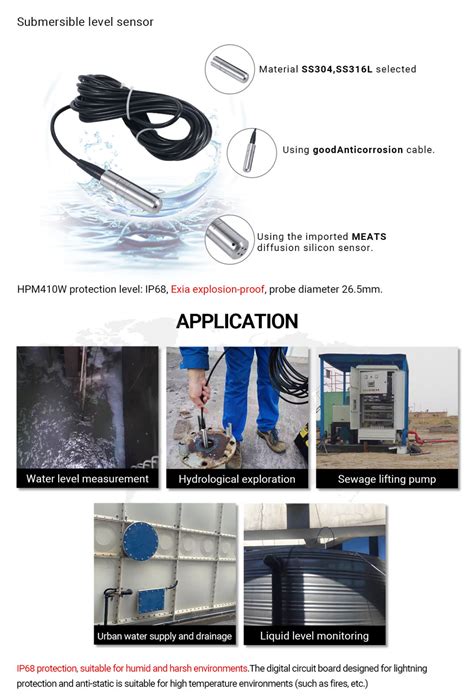 Water Quality Sensor Submersible Groundwater Level Sensor Ground Water
