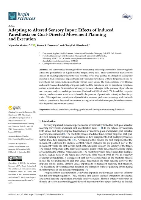 Pdf Adapting To Altered Sensory Input Effects Of Induced Paresthesia On Goal Directed