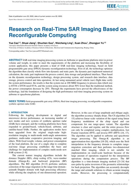 Pdf Research On Real Time Sar Imaging Based On Reconfigurable Computing
