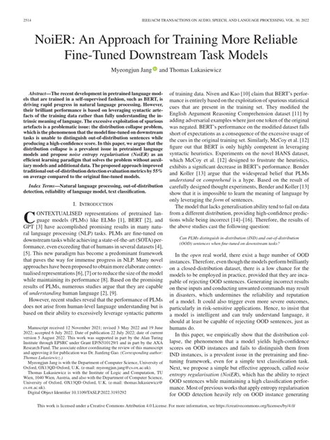 Pdf Noier An Approach For Training More Reliable Fine Tuned