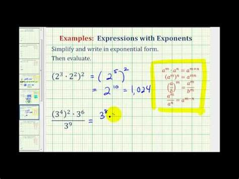 Evaluating Exponential Expressions Video Algebra CK 12 Foundation