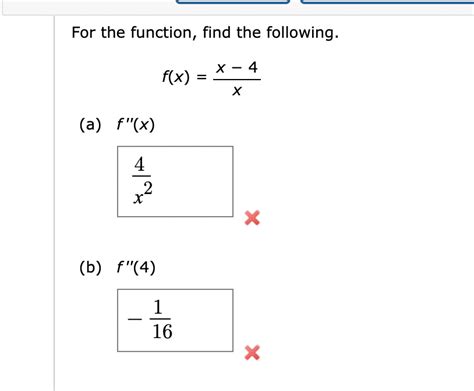Solved For the function, find the following. f(x)=xx−4 (a) | Chegg.com