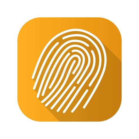 Fingerprint Flat Linear Long Shadow Icon Vector Line Symbol Stock