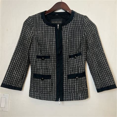 Rachel Zoe Blackwhite Tweed Jacket S Gem