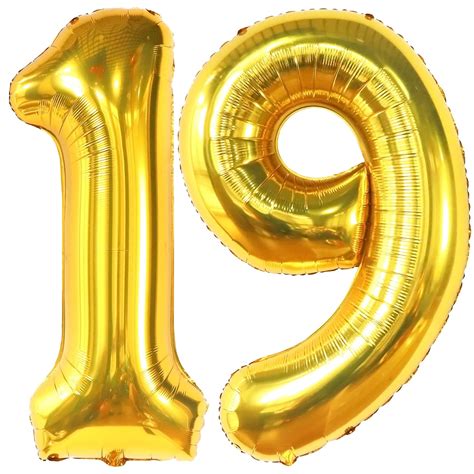 KatchOn, Giant 19 Birthday Balloons Gold - 40 Inch | 19 Balloons for ...