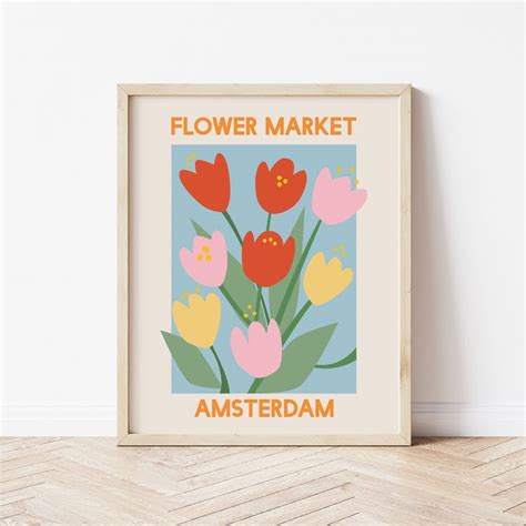 Flower Market Amsterdam Print Digital Art Download Bloemenmarkt Tulips