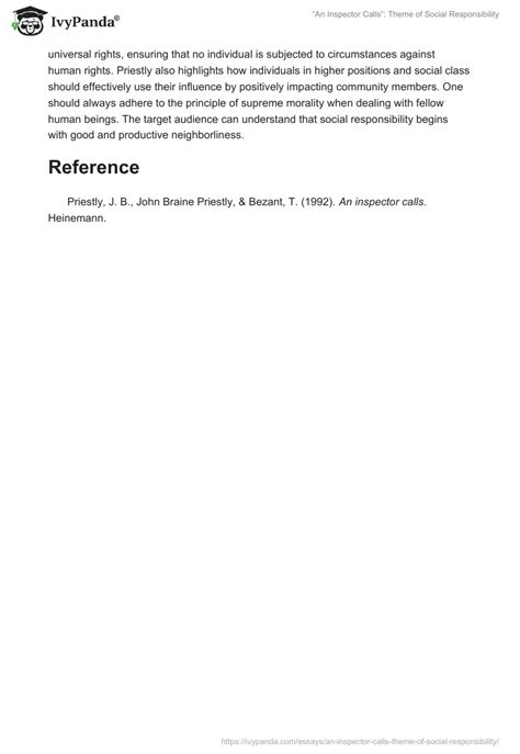 An Inspector Calls Theme Of Social Responsibility 855 Words