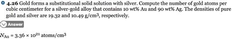 Solved Gold Forms A Substitutional Solid Solution Chegg