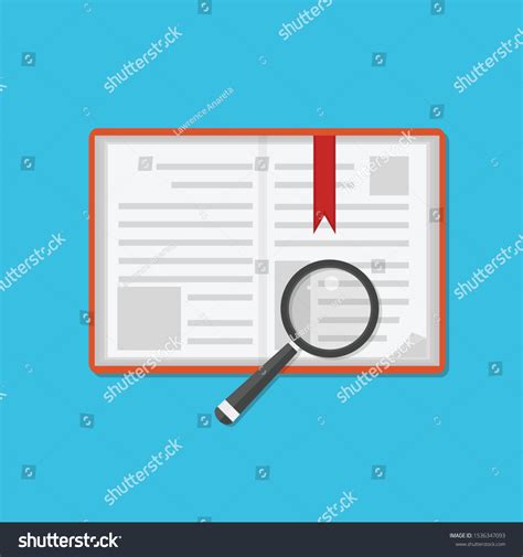 Open Book Magnifying Glass Vector Illustration Stock Vector Royalty