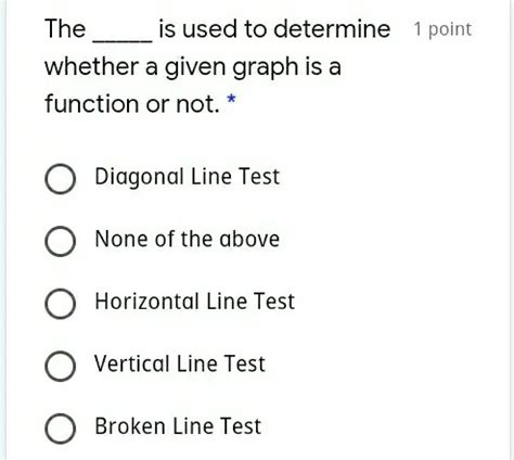 Solved The Is Used To Determine Whether A Given Graph Is A Function Or Not Diagonal Line Test