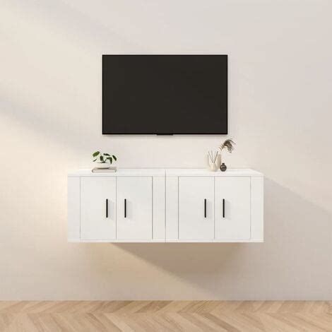 Furniture Limited Meubles TV Muraux 2 Pcs Blanc 57x34 5x40 Cm