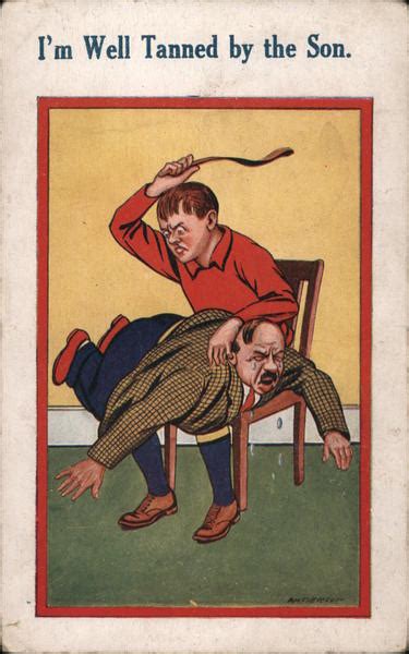 Man Spanked By Man Strap Spanking Postcard