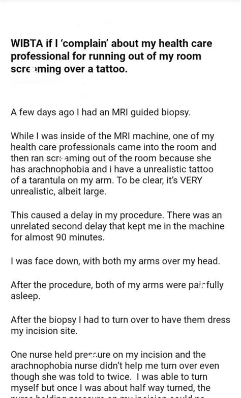 Wibta For My Care Professional Over A Tattoo Djotd Com