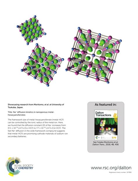 Pdf Na Diffusion Kinetics In Nanoporous Metal Hexacyanoferrates