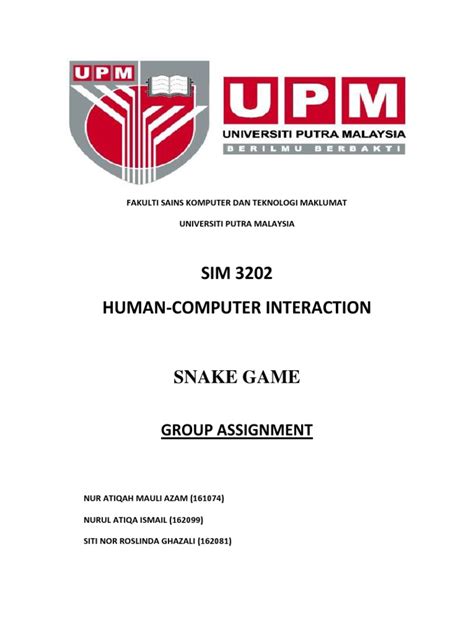 Human Computer Interaction Assignment Snake Game Pdf Touchscreen