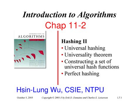 Chap11 2 Updated 2014 1102 Introduction To Algorithms Hashing Ii