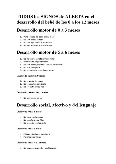 Todos Los Signos De Alerta En El Desarrollo Del Bebé De Los 0 A Los 12