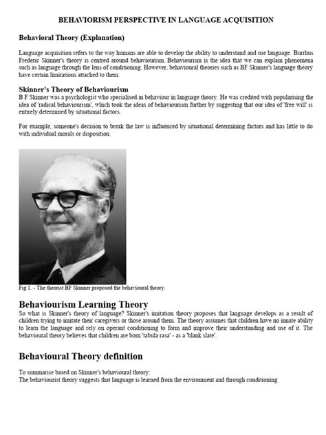 Behaviorism Perspective In Language Acquisition Pdf