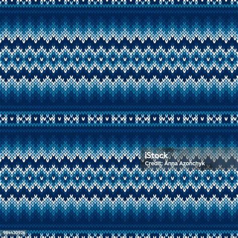 공정한 섬 스타일 스웨터 패턴을 짠 원활한 벡터 니트 블루 색상의 색조와 질감 크리스마스와 새 해 배경 0명에 대한 스톡 벡터 아트 및 기타 이미지 Istock