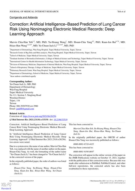 Pdf Correction Artificial Intelligence Based Prediction Of Lung Cancer Risk Using Nonimaging