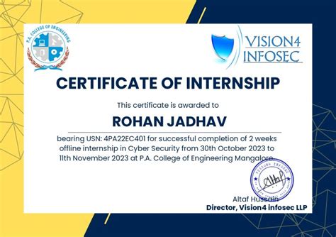 Rohan Jadhav On Linkedin Completed My Cybersecurity Internship Under The Expert Guidance Of