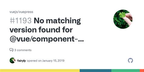 No Matching Version Found For Vue Component Compiler Utils Issue Vuejs