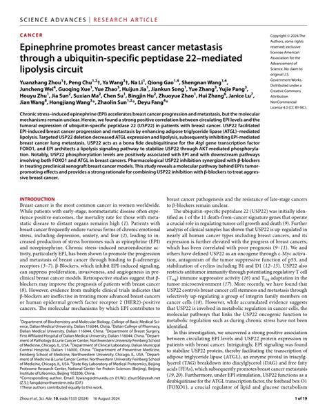 Pdf Epinephrine Promotes Breast Cancer Metastasis Through A Ubiquitin