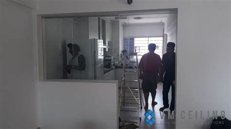 Kitchen Viewing Glass And Sliding Glass Door Singapore Hdb Yishun