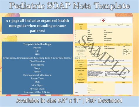 Pediatric Soap Note Template Etsy